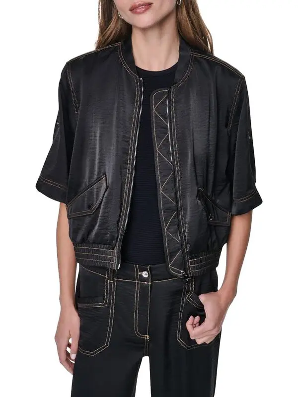 Dkny Contrast Stitch Bomber Jacket - Black