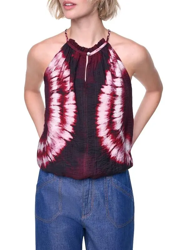 Dkny Tie-dye Bubble Hem Sleeveless Shirt - Firework Tiedye