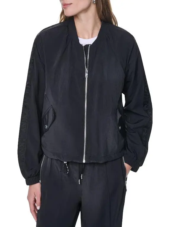 Dkny Logo Trim Nylon Bomber Jacket - Black