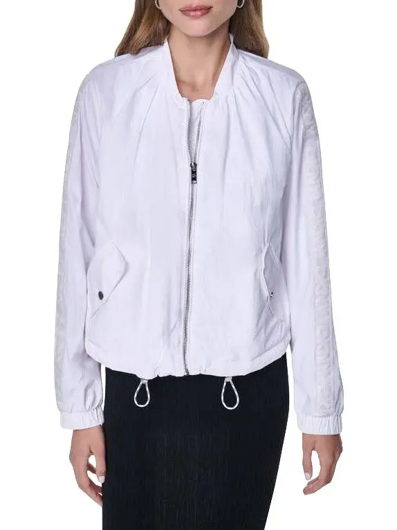 Dkny Logo Trim Nylon Bomber Jacket - White