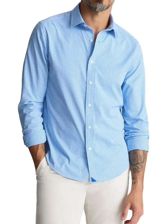 UNTUCKIT Bravo Microcheck Performance Button-up Shirt - Blue