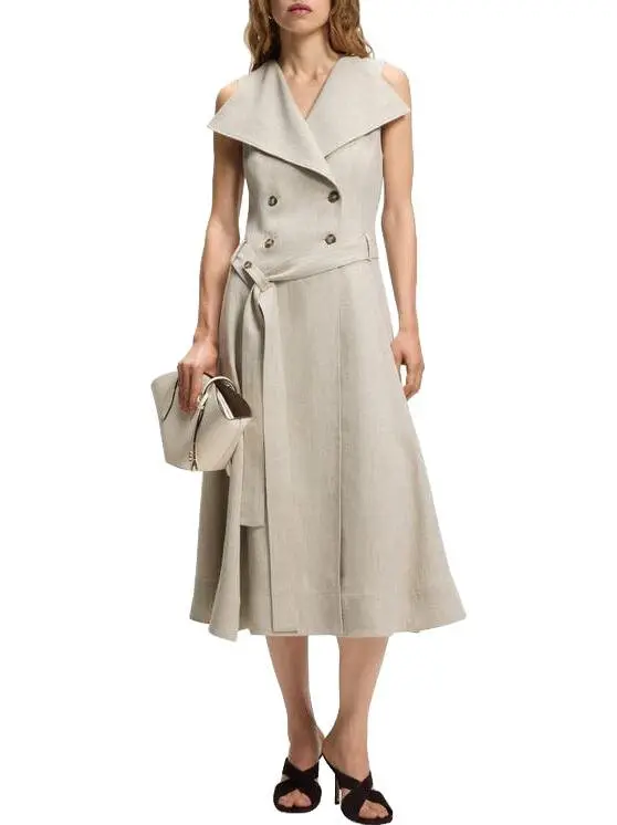 BOSS Datrena Trench Midi Dress - Herringbone Linen
