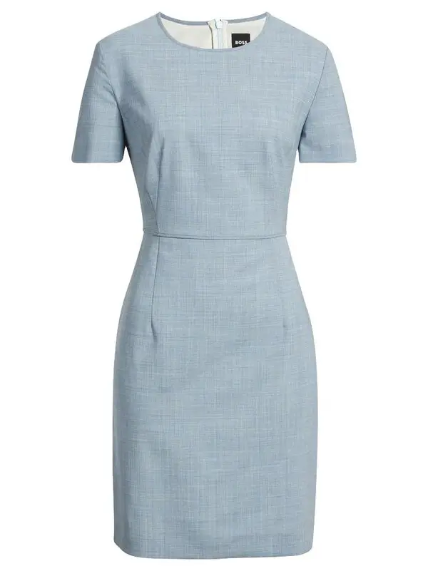 BOSS Dunera Virgin Wool Sheath Dress - Pale Lagoon