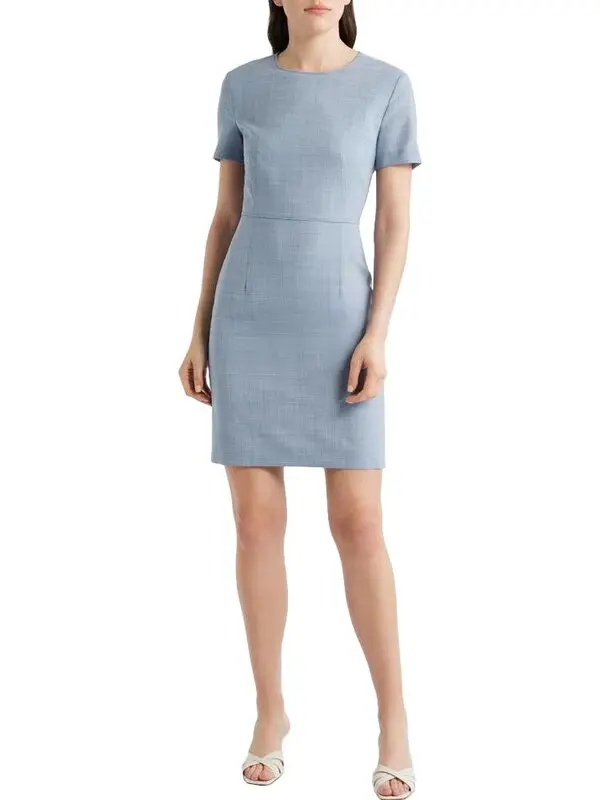 BOSS Dunera Virgin Wool Sheath Dress - Pale Lagoon