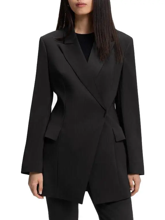 BOSS Jegania Longline Slim-fit Crepe Blazer - Black