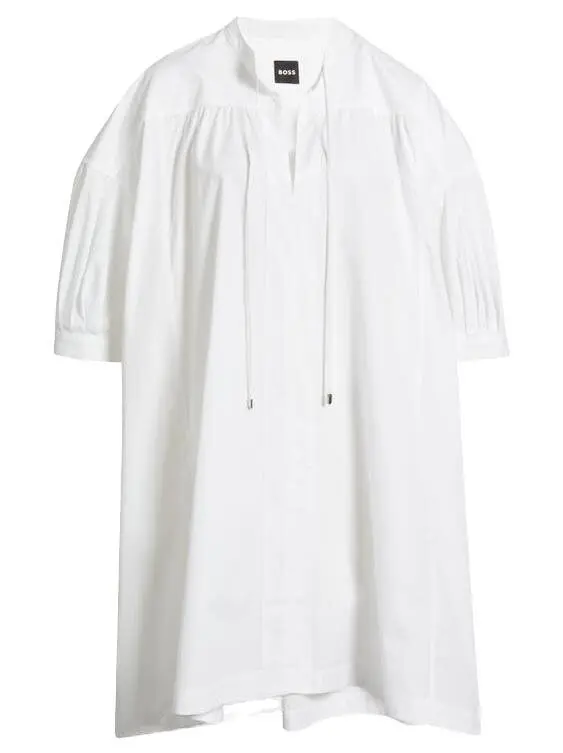 BOSS Dollana Oversize Cotton Shift Dress - Bright White