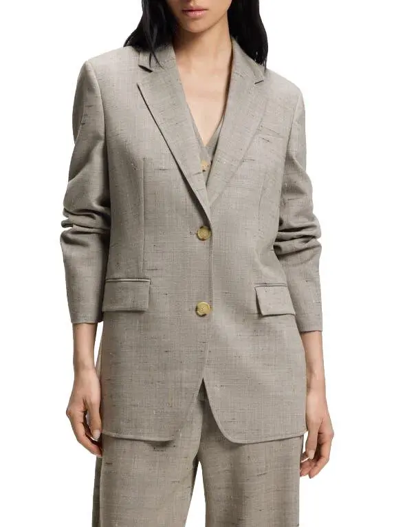 BOSS Jemma One-button Blazer - Pumice Wool Texture
