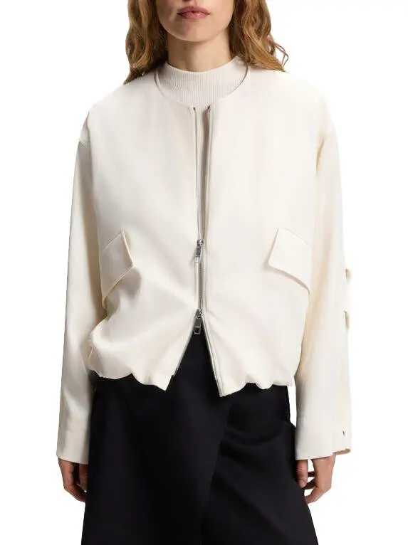 BOSS Jajila Bubble Hem Twill Bomber Jacket - Soft Cream