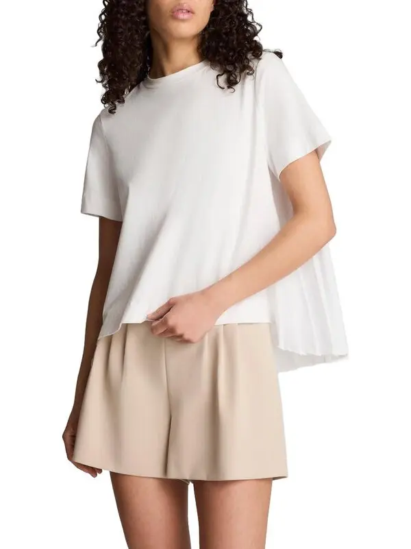 KENNETH COLE High-low Pleat Back Top - Pure White