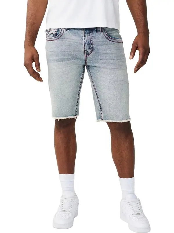 True Religion Ricky Frayed Straight-leg Denim Shorts - Starlit Gleam Light Wash