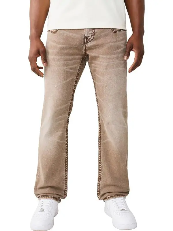 True Religion Ricky Super T Jimmy Flap Straight Jeans - Overgrown Tan Wash