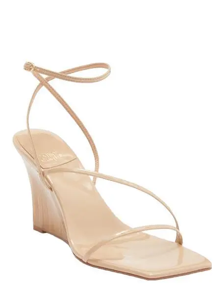 Jeffrey Campbell Topsail Ankle Strap Wedge Sandals - Beige Patent
