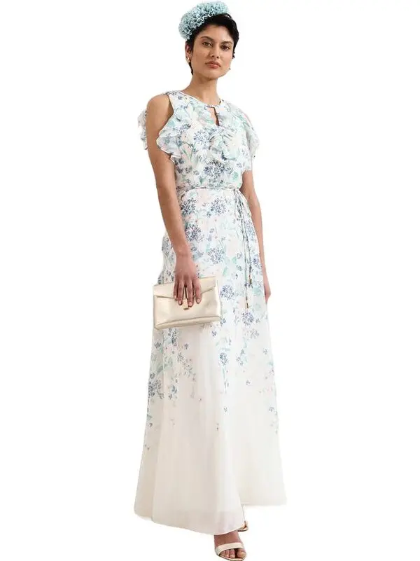 PHASE EIGHT Floral Ruffle Detail Maxi Dress - Ivory