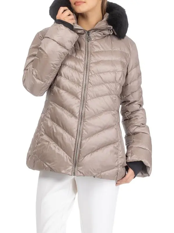Gorski Chevron Down Parka With Toscana Lamb Hood - Stone/black