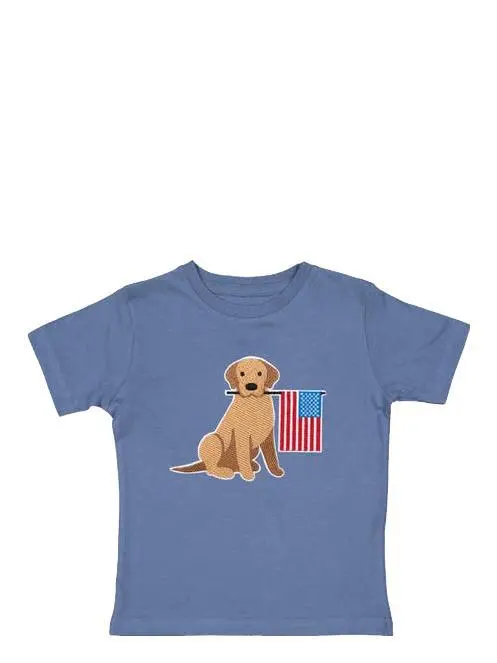 SWEET WINK Patriotic Pup Patch Short Sleeve T-shirt - Indigo