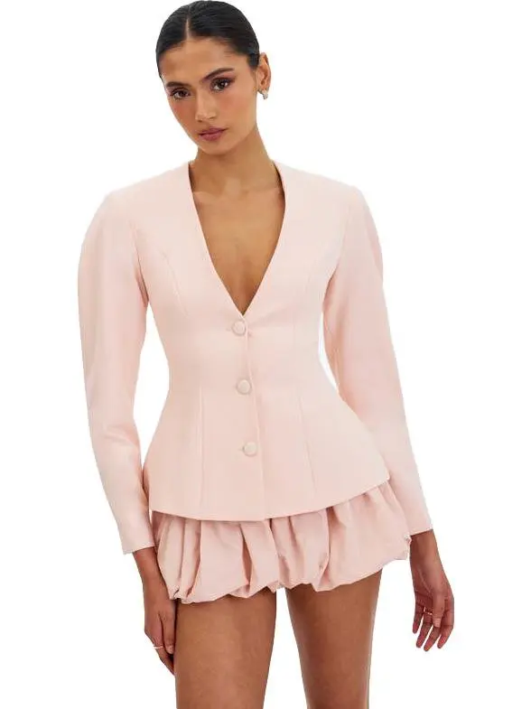 MISS CIRCLE Savannah Peplum Blazer - Tulip Pink