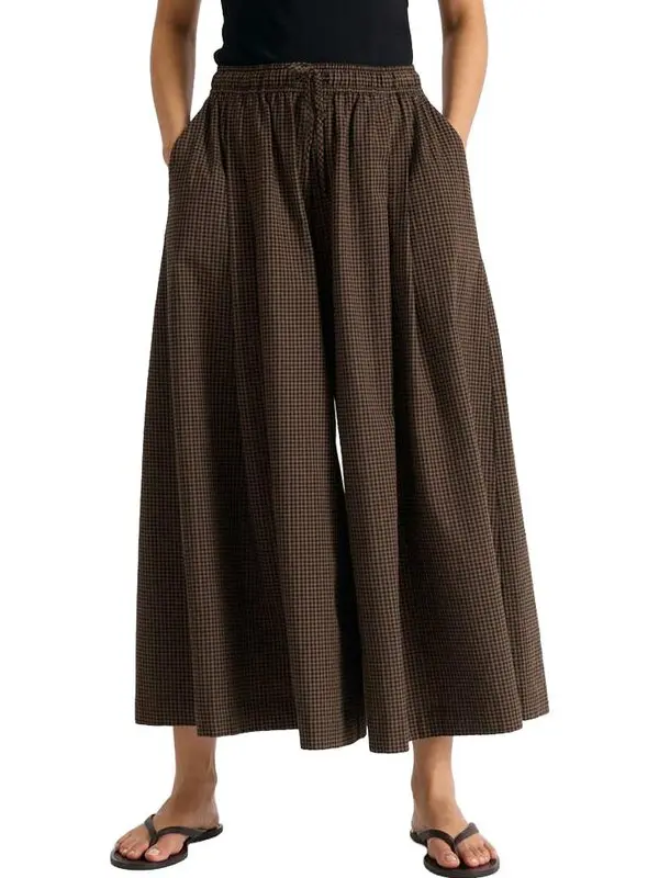 ALBARAY Gingham Culottes - Chocolate