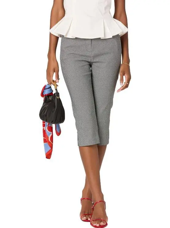 Astr The Label Cardin Houndstooth Capri Pants - Black Houndstooth