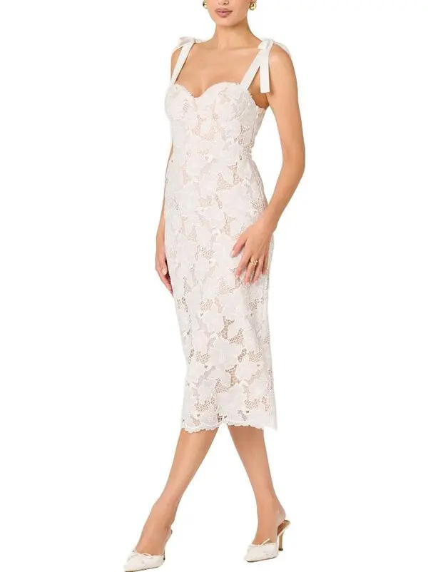 Astr The Label Donne Lace Midi Dress - White