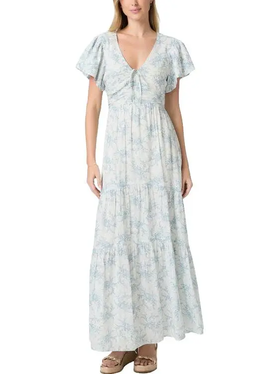 Paige Kinga Floral Print Cotton Maxi Dress - White Surf