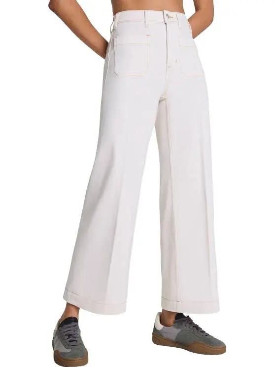 Spanx Authentic 360 Patch Pocket Crop Wide Leg Jeans - Alabaster