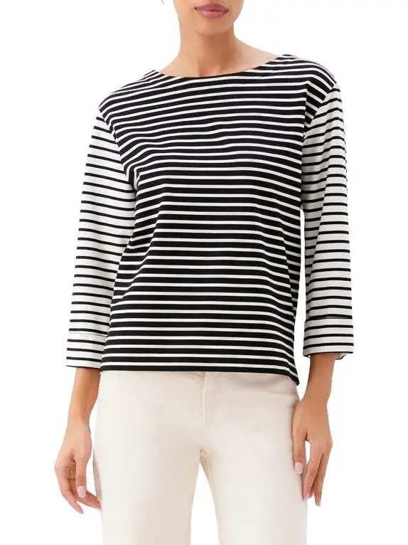 Karen Kane Contrast Stripe T-shirt - Black/ivory