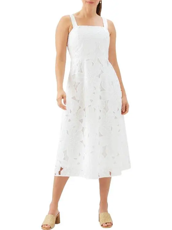 Karen Kane Embroidered Cutout Sundress - Off White
