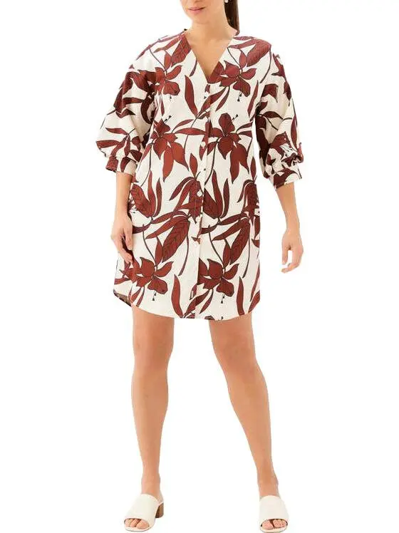 Karen Kane Lantern-sleeve Shirt Dress - Print