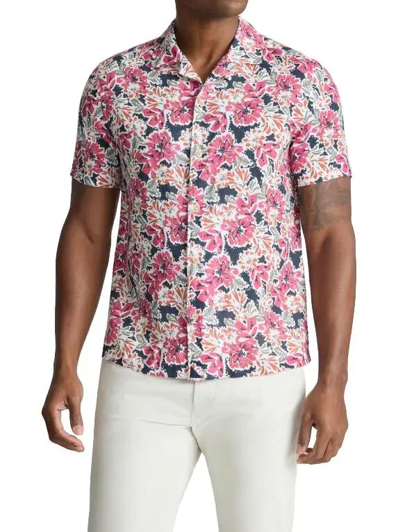 UNTUCKIT Crossman Floral Linen Camp Shirt - Navy Pink