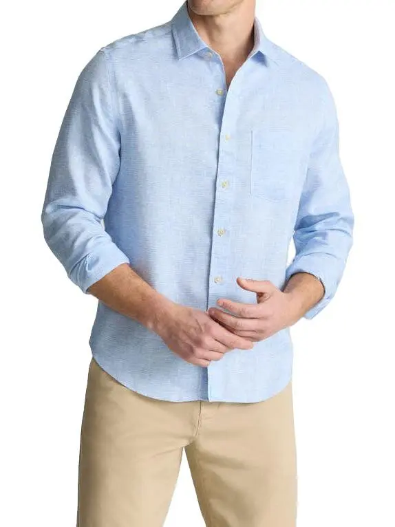 UNTUCKIT Stripe Wrinkle Resistant Linen Button-up Shirt - Blue