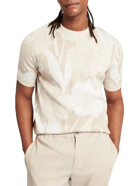 Ted Baker London Floral Short Sleeve Sweater - Taupe