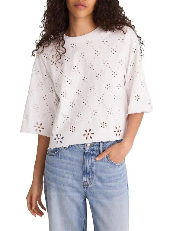 Madewell Embroidered Boxy Crop Tee - White