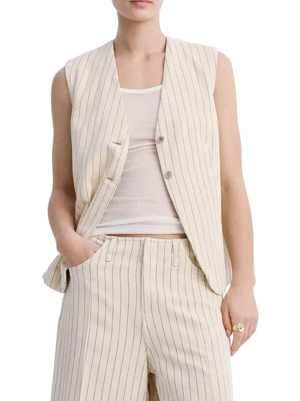 Mango Pinstripe Suit Vest - Vanilla