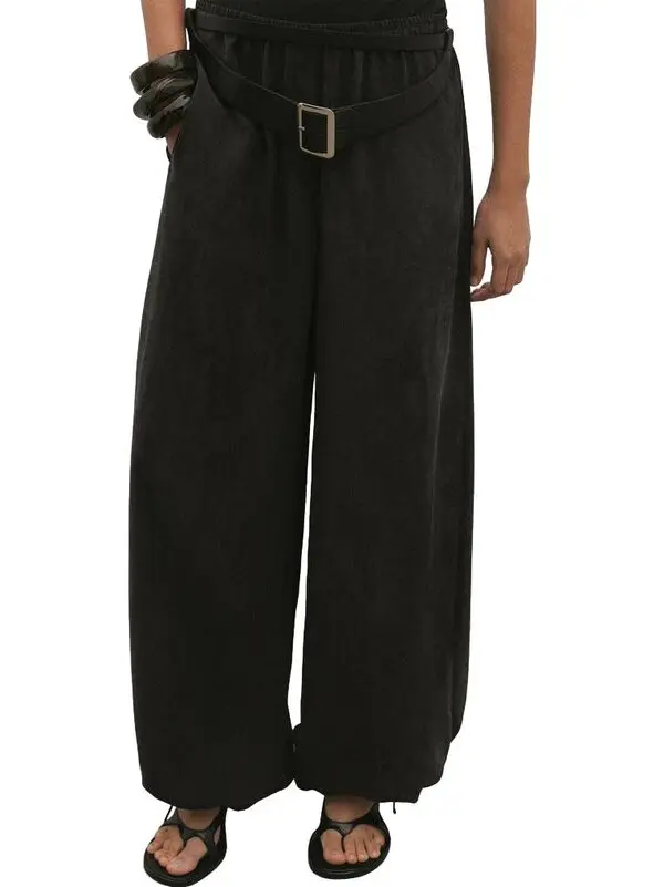 Mango Elastic Waist Balloon Pants - Black