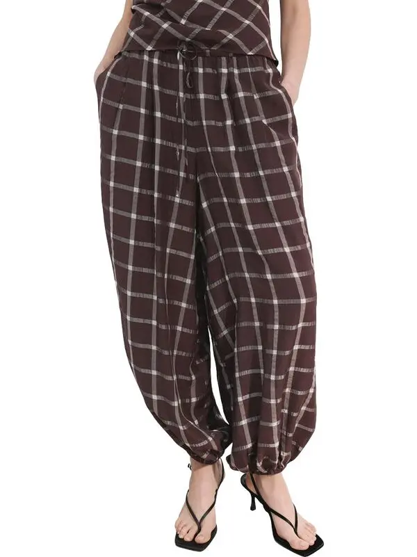 Mango Printed Balloon Pants - Burgundy
