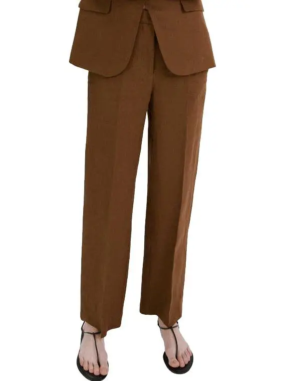Mango Linen Suit Trousers - Brown