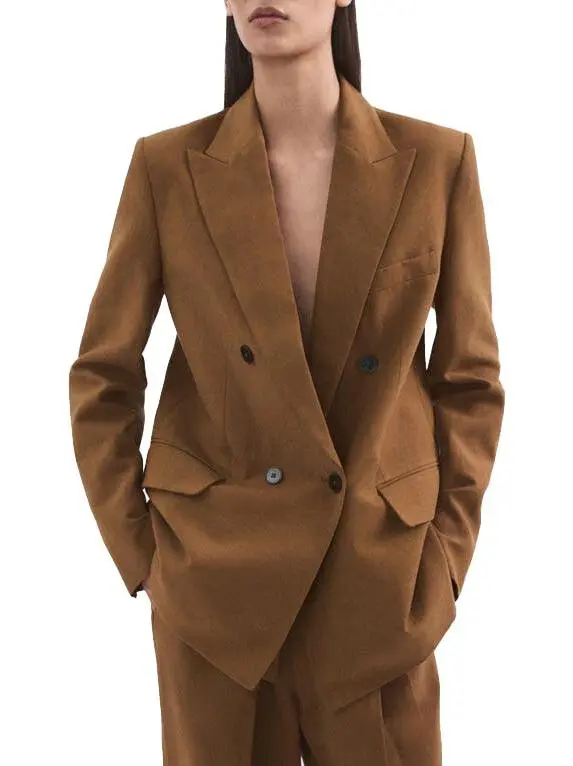 Mango Double-breasted Blazer - Caramel