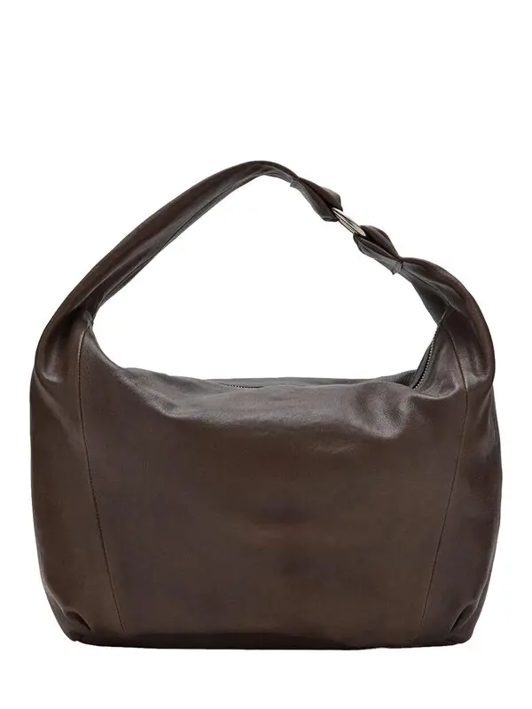 Mango Leather Shoulder Bag - Chocolate