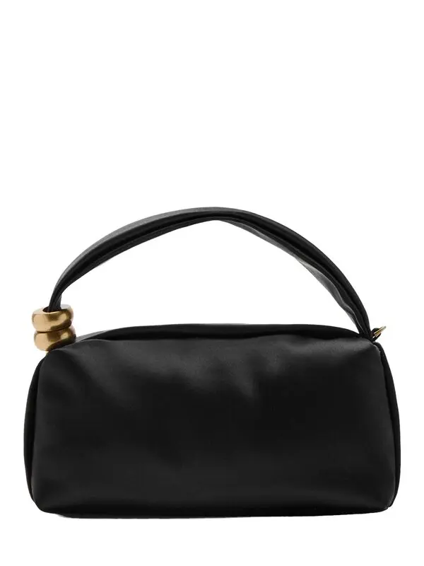 Mango Satin Top Handle Evening Bag - Black