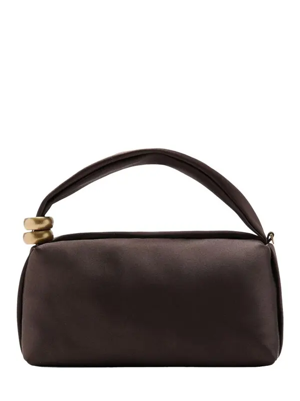 Mango Satin Top Handle Evening Bag - Chocolate