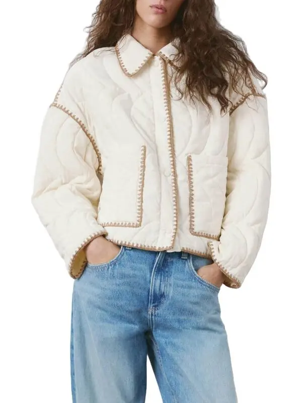 Mango Quilted Jacket - Ecru