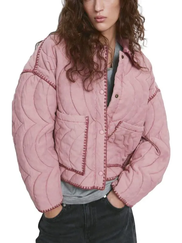 Mango Quilted Jacket - Pink