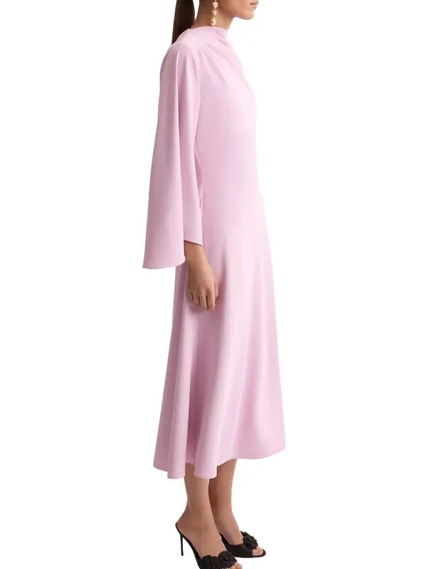 Mango Flared Sleeve Satin Dress - Pastel Pink