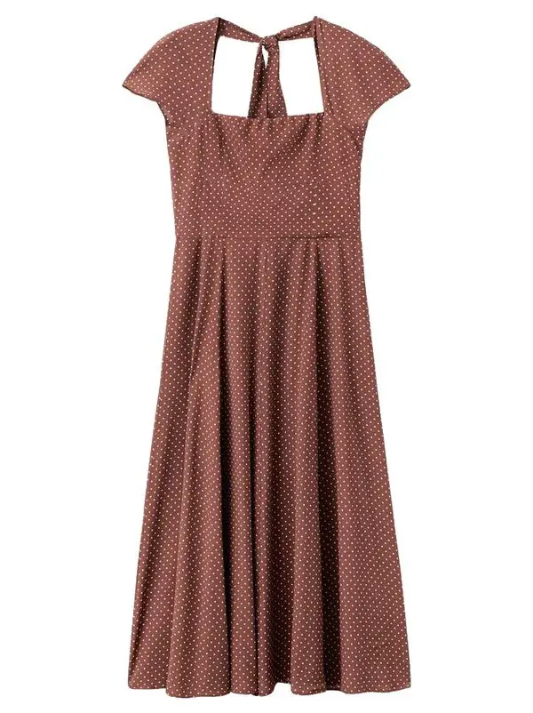 Mango Polka Dot A-line Dress - Chocolate