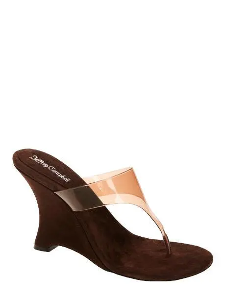 Jeffrey Campbell Persistent Wedge Slide Sandal - Brown Suede Combo