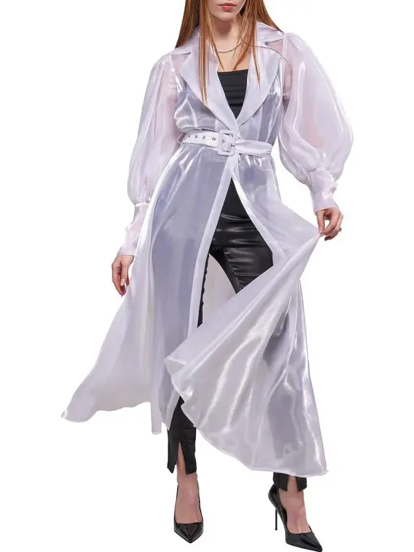 AZALEA WANG Cassara Sheer Trench Coat - White