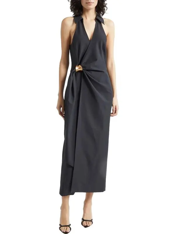 Cinq À Sept Enez Bangle Halter Neck Midi Dress - Black
