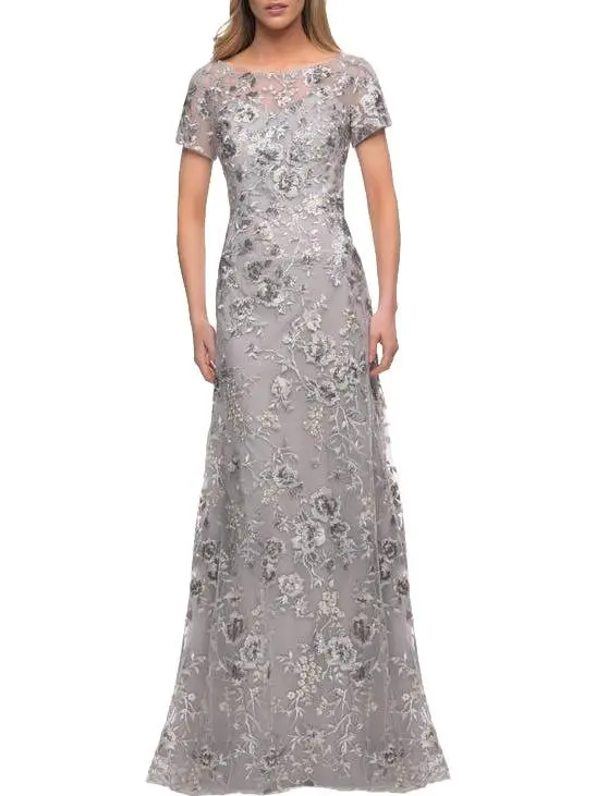 LABOMME Satin Ball Gown - Silver