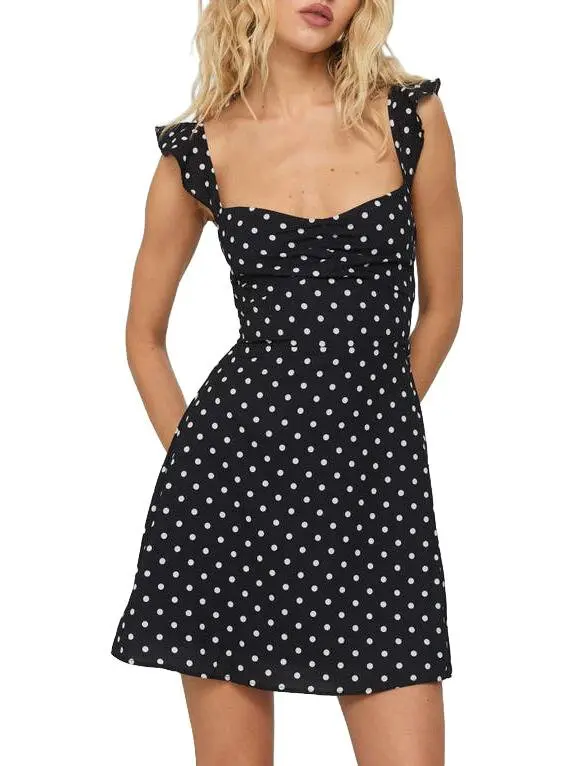 Princess Polly Landon Polka Dot Print Mini Dress - Black/polka Dot