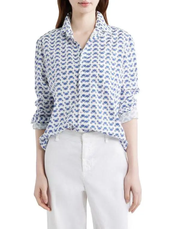 Frank & Eileen Eileen Crab Print Button-up Shirt - Blue Crab